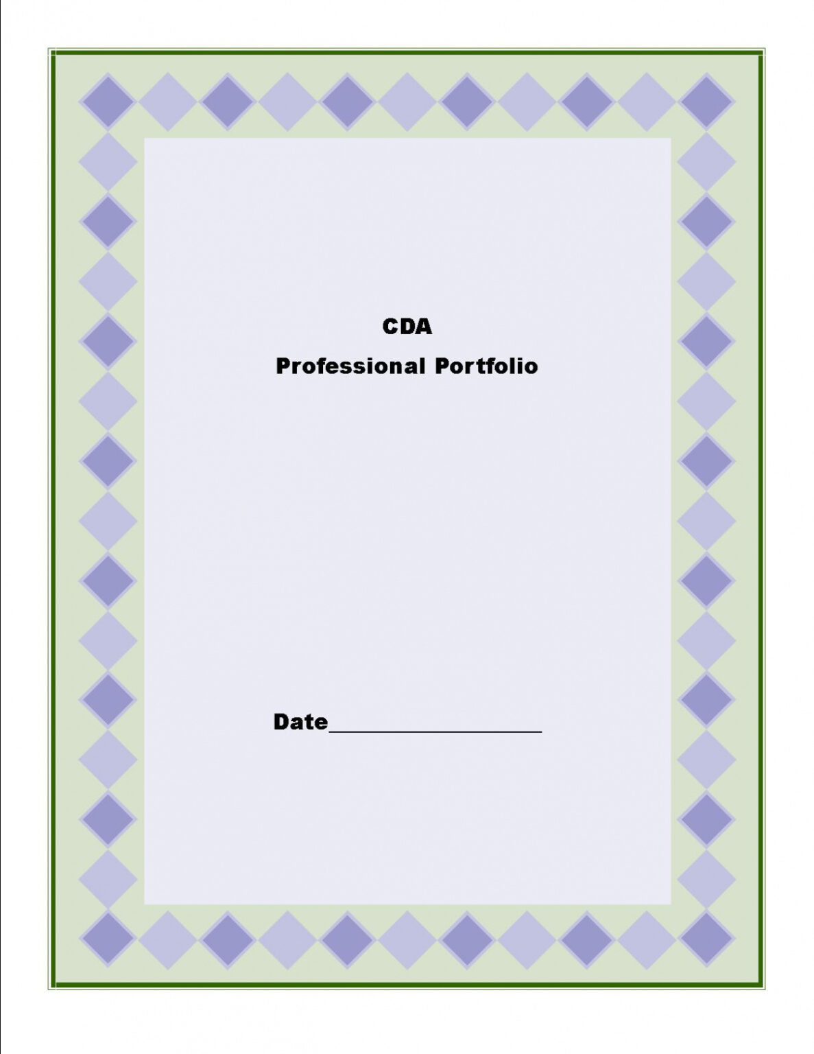Cda Portfolio Cover Page Template