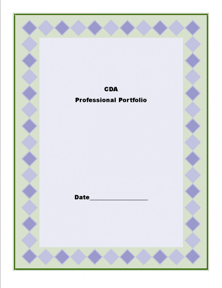 Cda Portfolio Cover Page Template