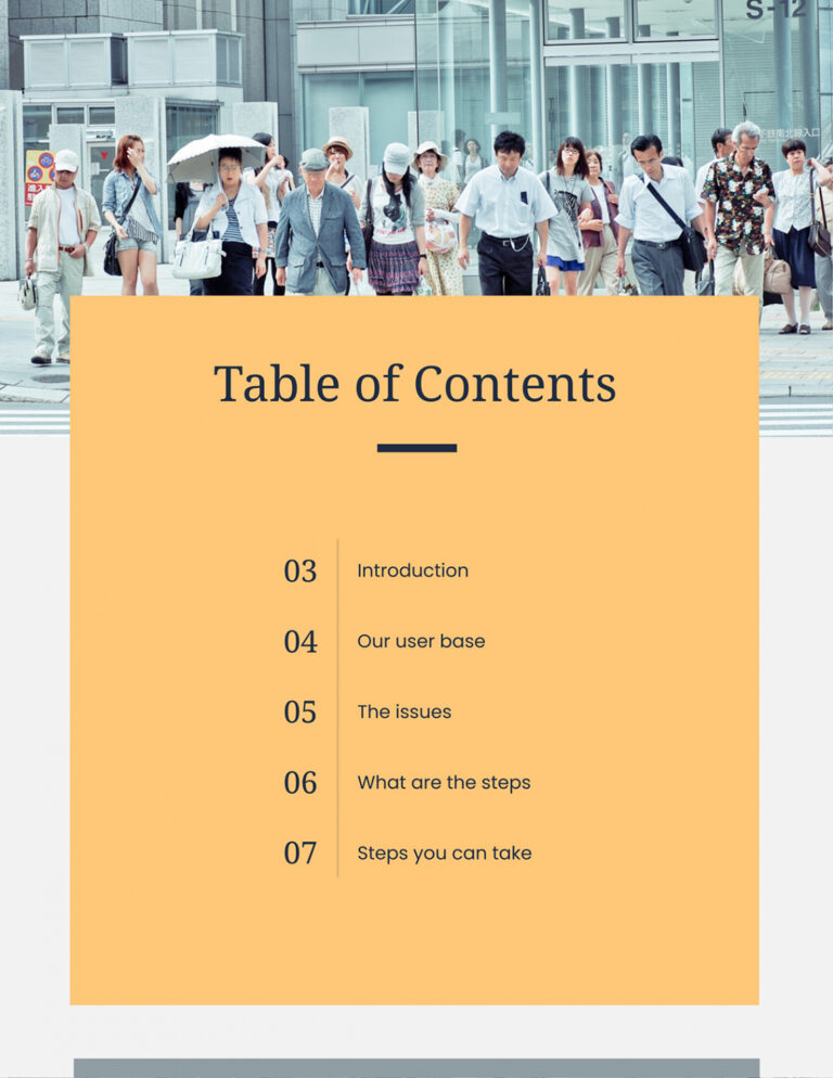 Table Of Contents Portfolio Template