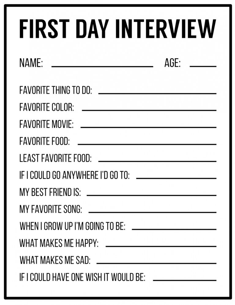 Kindergarten Parent Teacher Interview Template