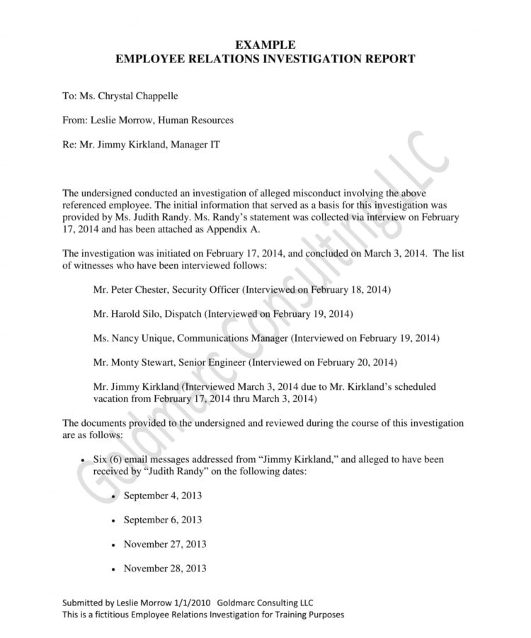 Workplace Investigation Interview Template