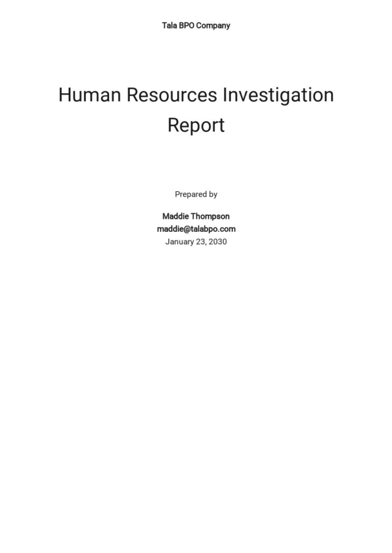 Internal Investigation Interview Template