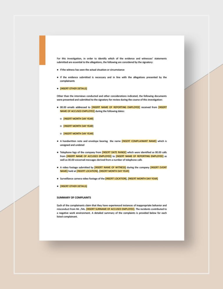 Hr Investigation Interview Template