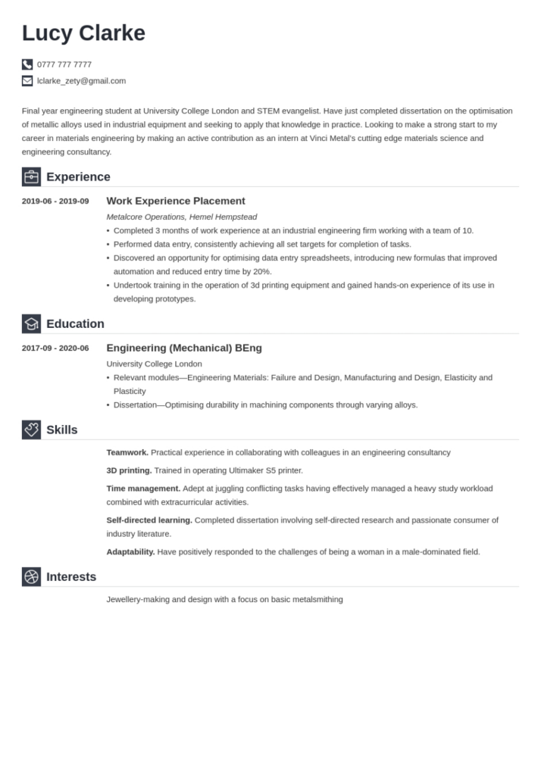 High School Internship Resume Template