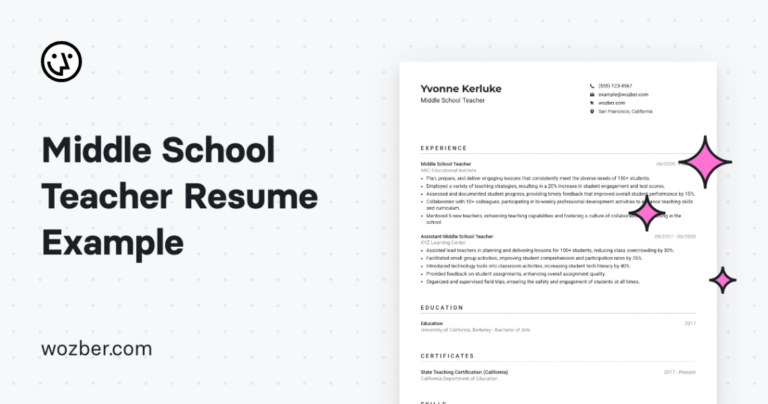 Middle School Teacher Resume Template