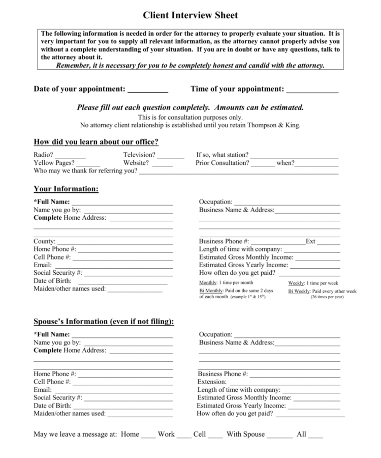 Restaurant Interview Questions Template