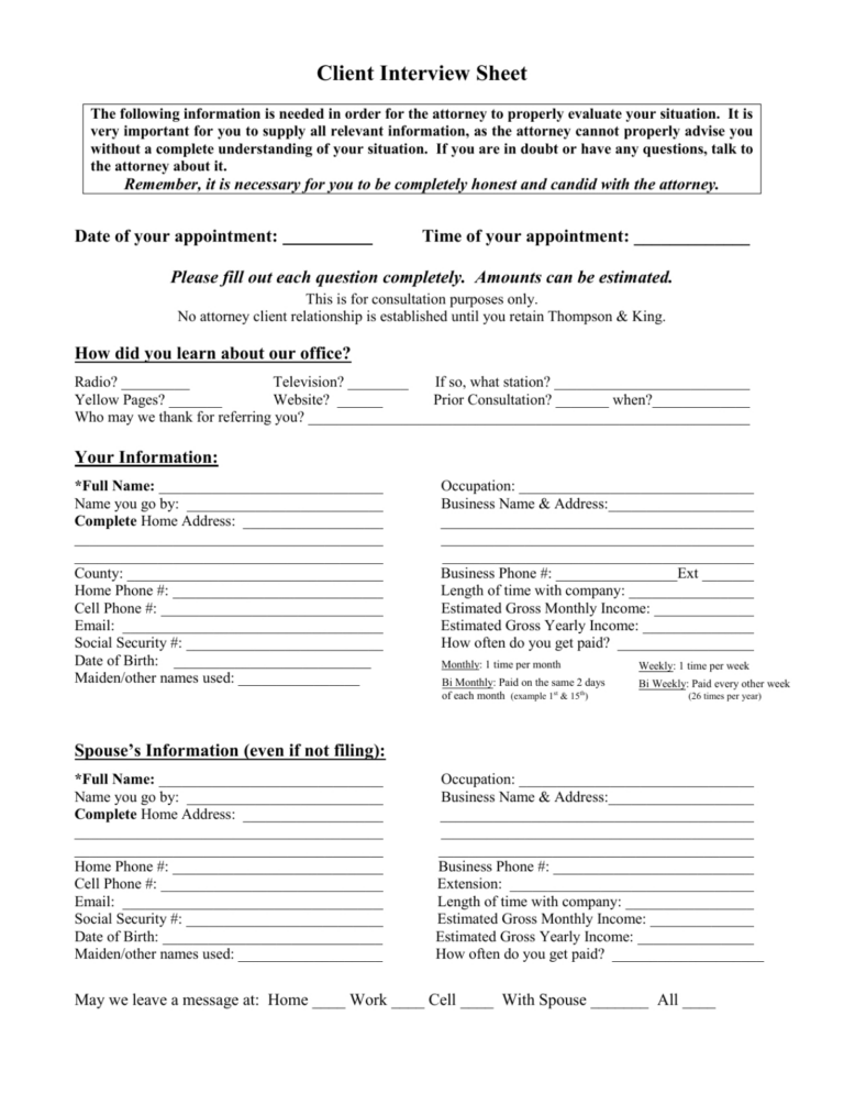 Customer Service Interview Questions Template