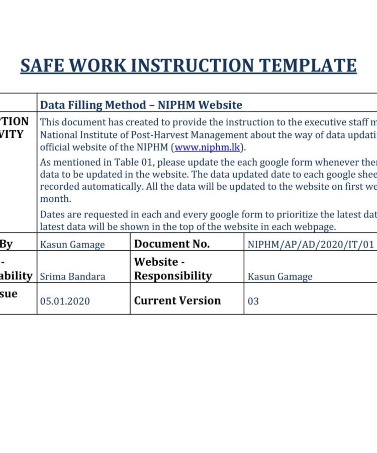 Technical Work Instruction Template