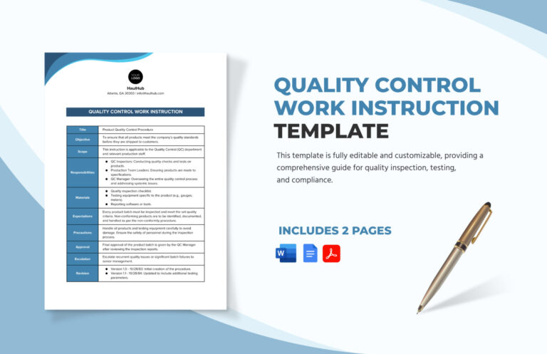 Manufacturing Work Instruction Template