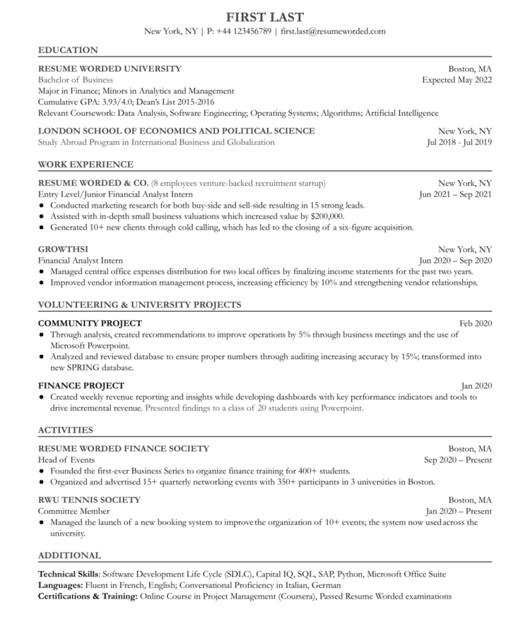 Basic Entry Level Resume Template