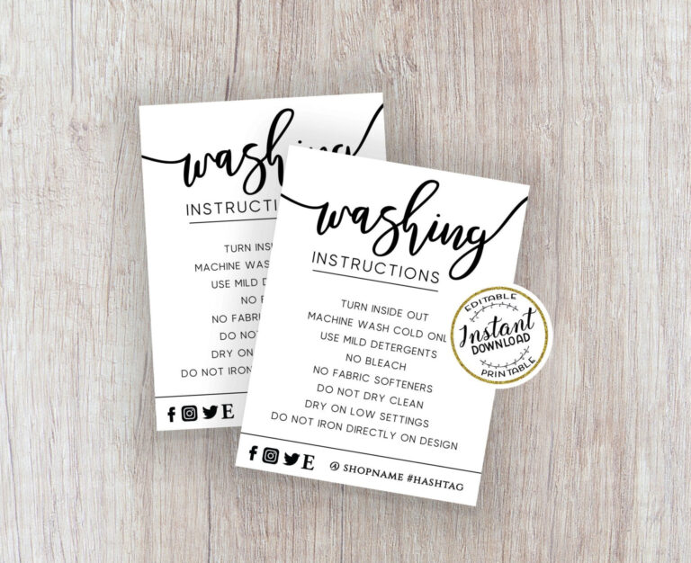 Washing Instruction Template